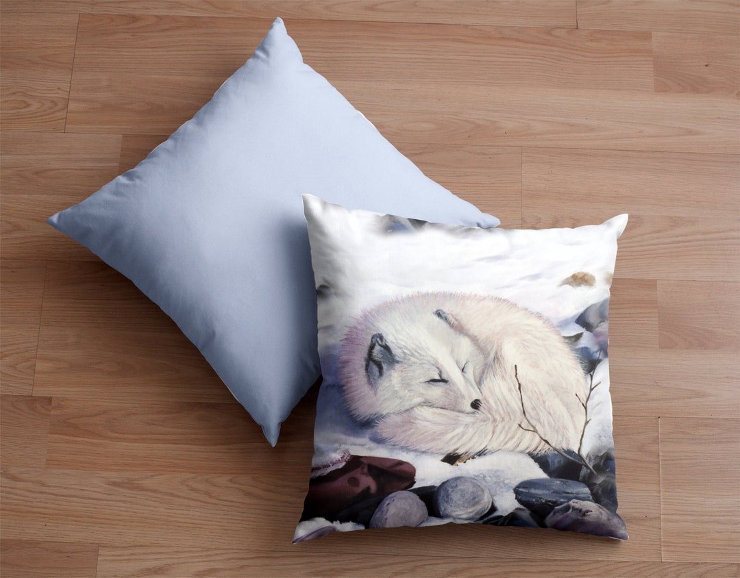 Arctic Fox Throw Pillow, Fox Pillow, Decorative Pillows, Housewarming ...