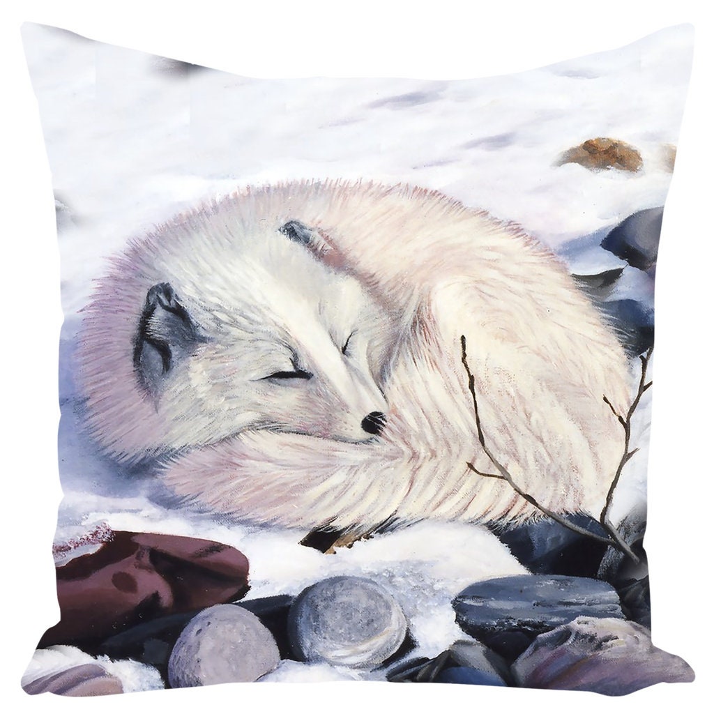 Arctic Fox Throw Pillow Fox Pillow Decorative Pillows | Etsy