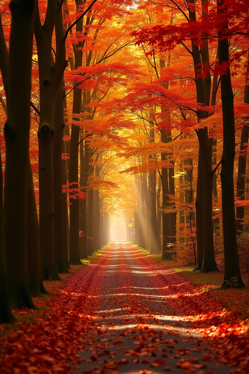 New England Autumn Forest Path Print | Cinematic Fall Landscape ...