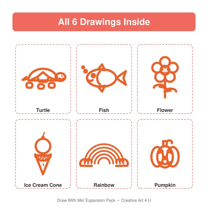Draw With Me Expansion Pack: Turtle, Fish, Flower, Ice Cream, Rainbow ...