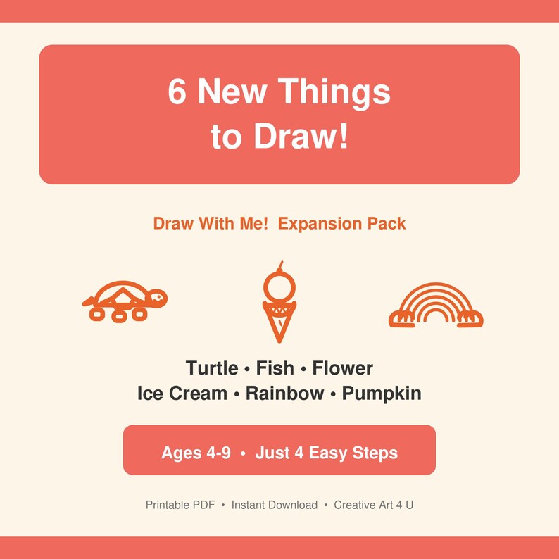 Draw With Me Expansion Pack: Turtle, Fish, Flower, Ice Cream, Rainbow ...