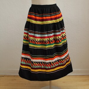 Rare 1940's Seminole Indigenous Native American Patchwork Skirt in Multicolor Cotton and Rick ...