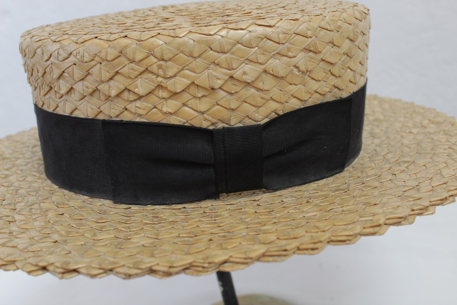 1900's Men's Sailor Skimmer Boater Hat / Stiff Sennit | Etsy