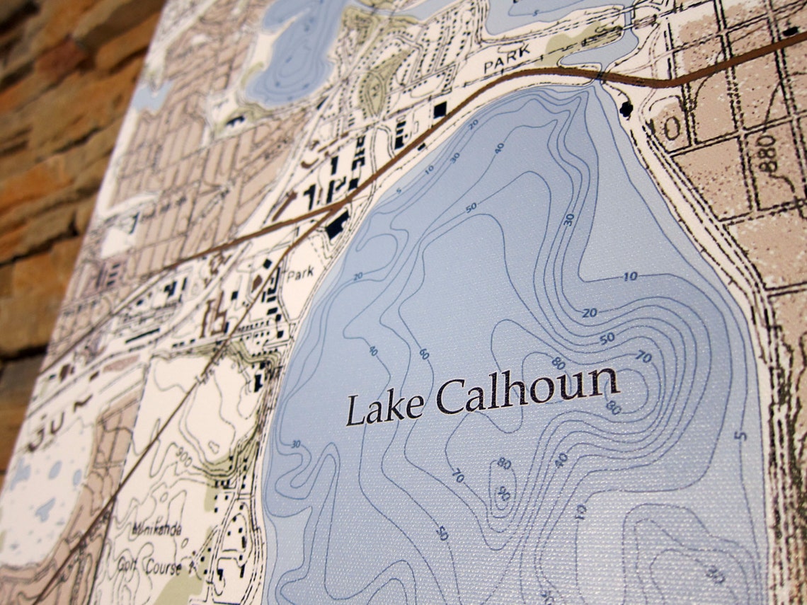 Minneapolis Lakes / Lake Calhoun - Canvas Lake Map - Etsy