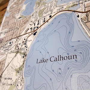 Minneapolis Lakes / Lake Calhoun - Canvas Lake Map - Etsy