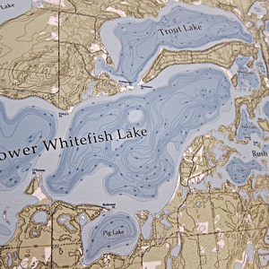 Whitefish Chain of Lakes - Canvas Lake Map (standard Quality) - Etsy