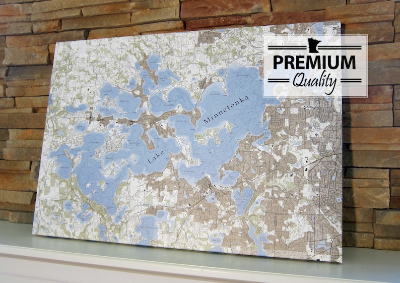 Lake Minnetonka Canvas Lake Map premium Quality - Etsy
