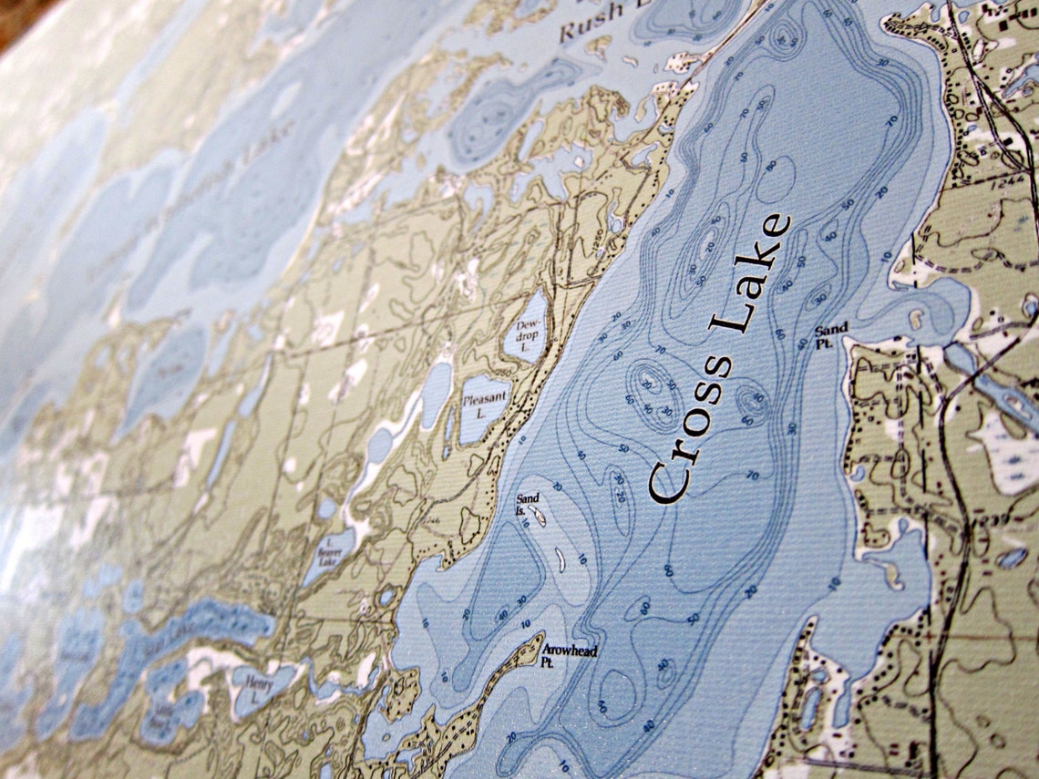 Whitefish Chain of Lakes - Canvas Lake Map (premium Quality) - Etsy