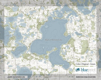 Whitefish Chain of Lakes Canvas Lake Map standard Quality | Etsy