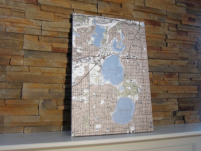 Minneapolis Lakes / Lake Calhoun - Canvas Lake Map - Etsy