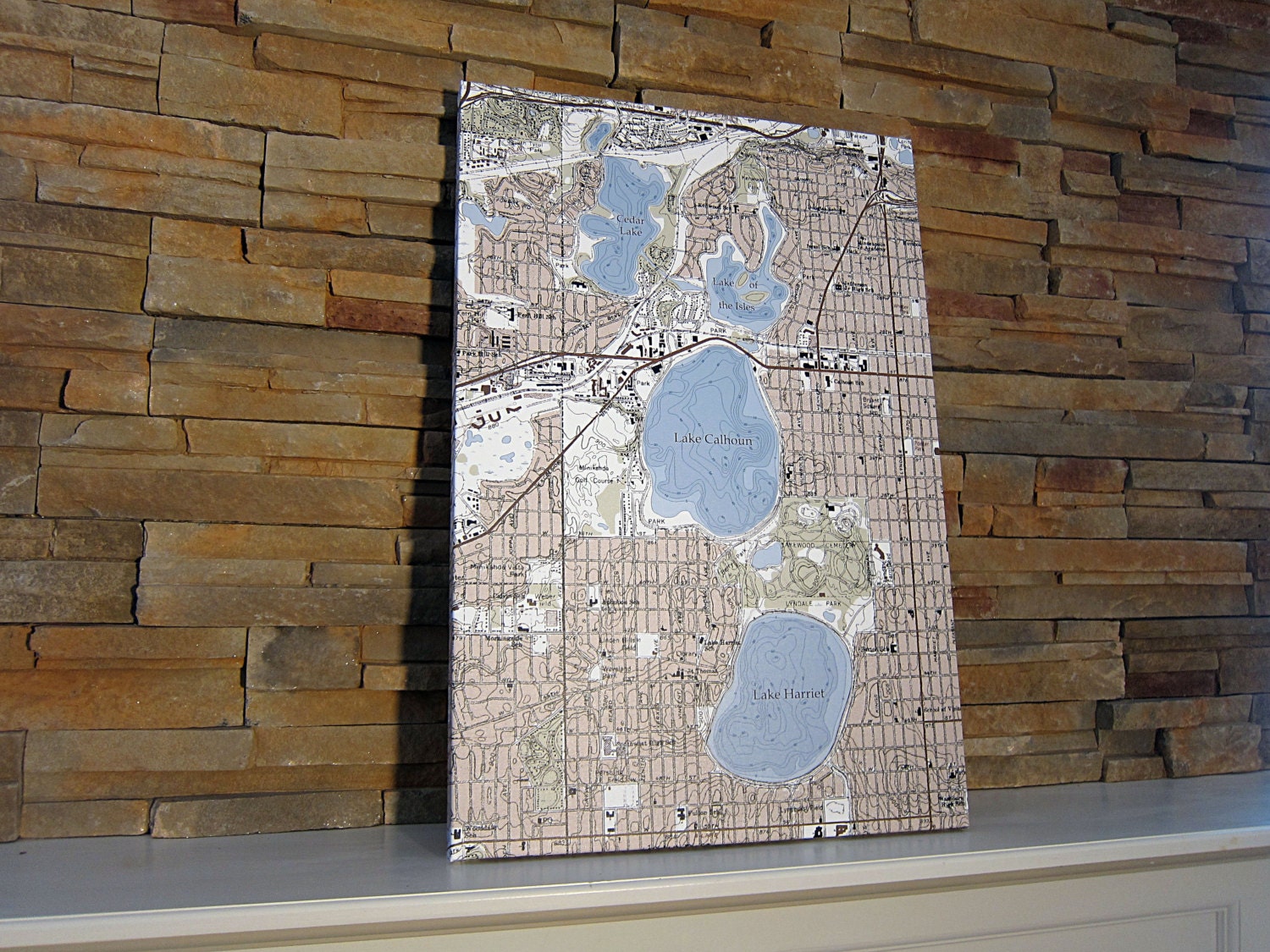 Minneapolis Lakes / Lake Calhoun - Canvas Lake Map - Etsy