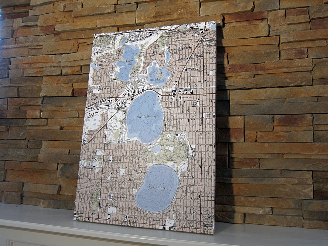 Minneapolis Lakes / Lake Calhoun - Canvas Lake Map - Etsy