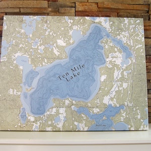 Ten Mile Lake Canvas Lake Map | Etsy