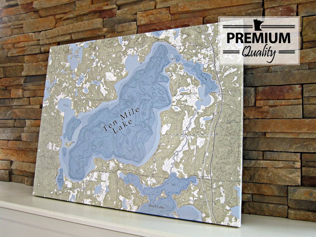 Ten Mile Lake - Canvas Lake Map (premium Quality) - Etsy