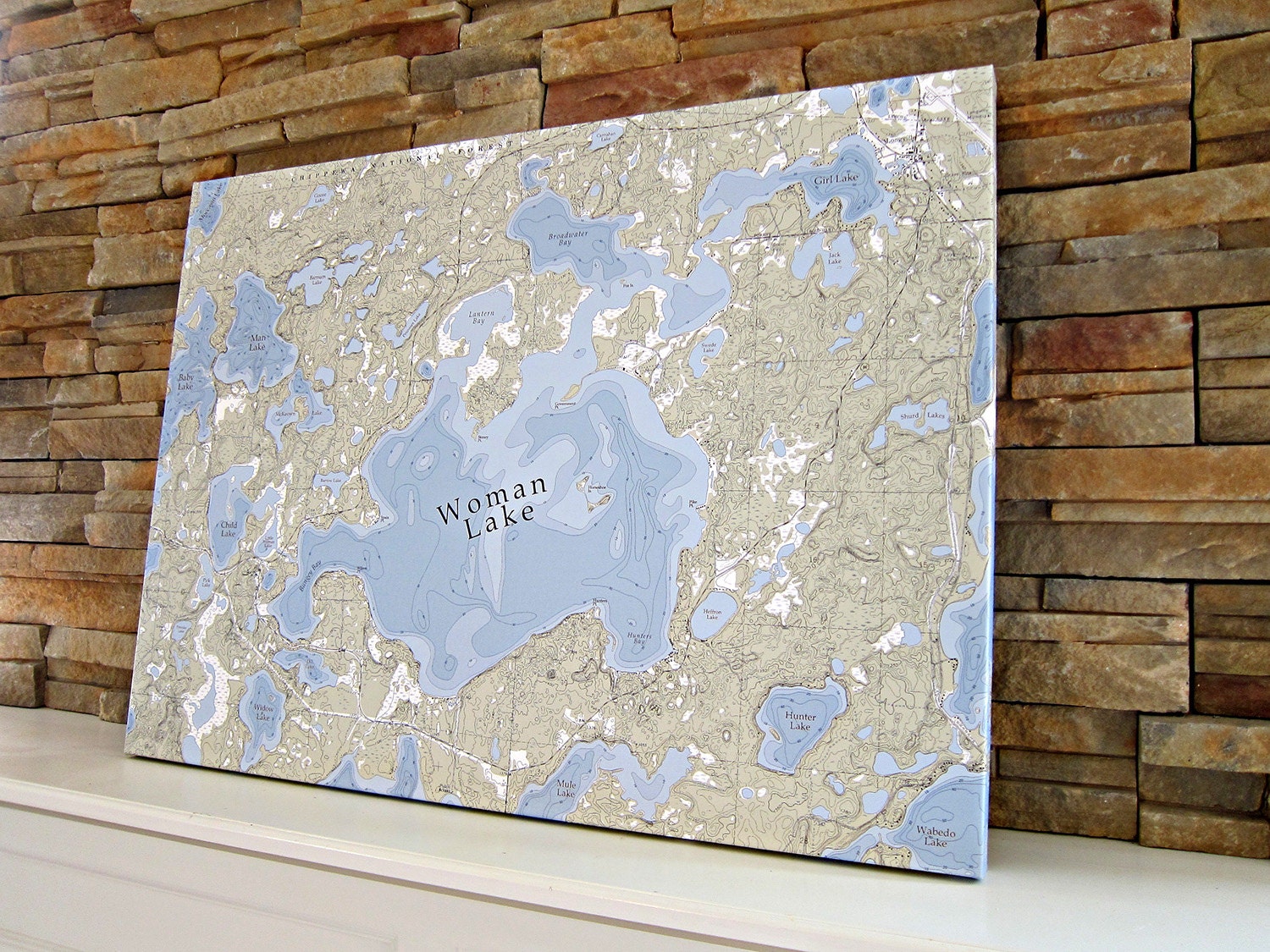 Woman Lake Canvas Lake Map - Etsy