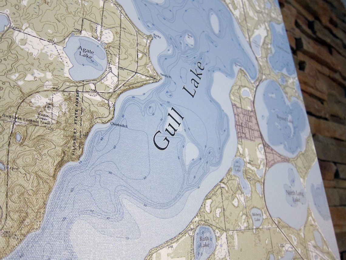 Gull Lake Canvas Lake Map standard Quality - Etsy