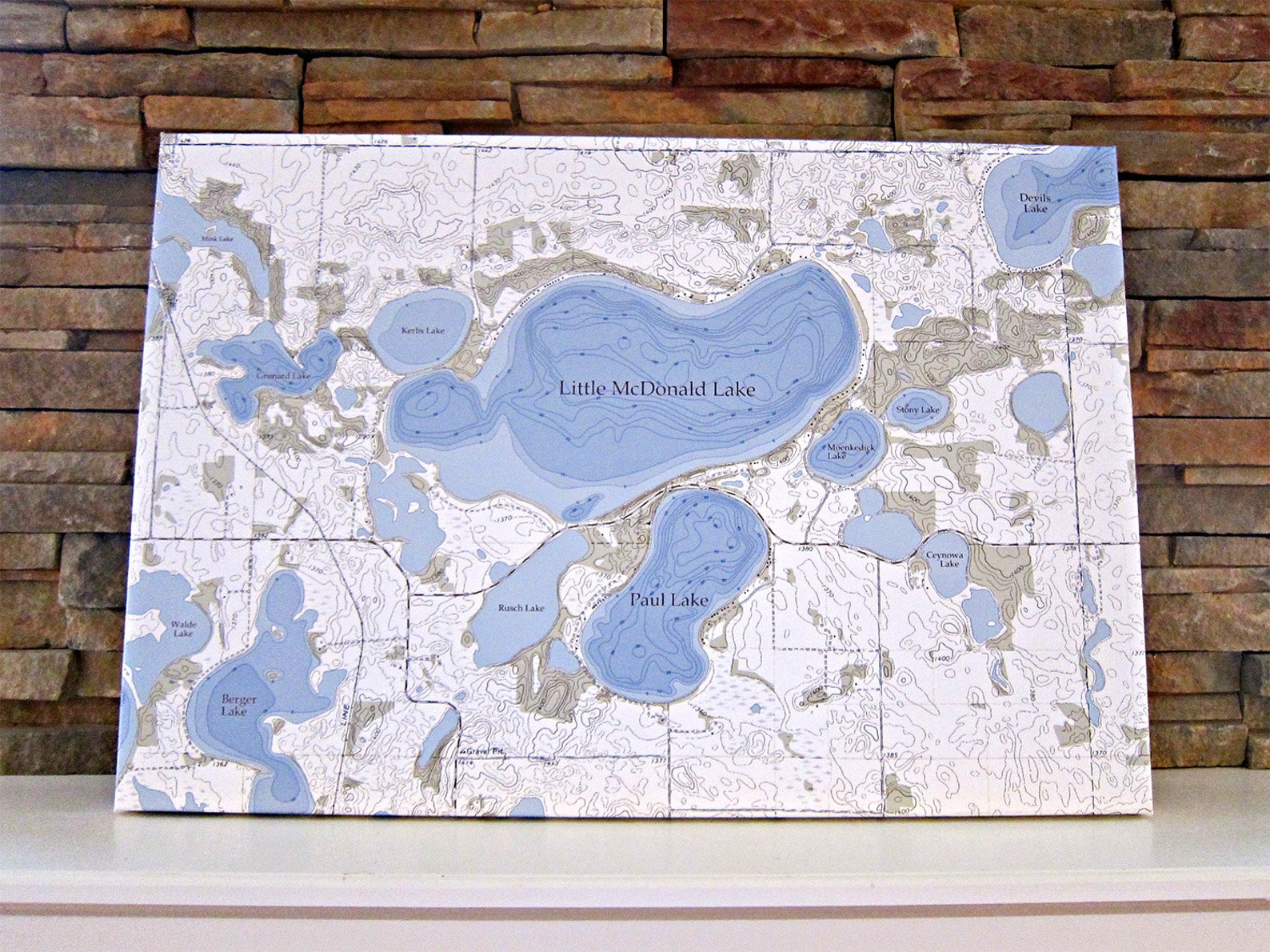 Little Mcdonald / Paul Lake - Canvas Lake Map - Etsy