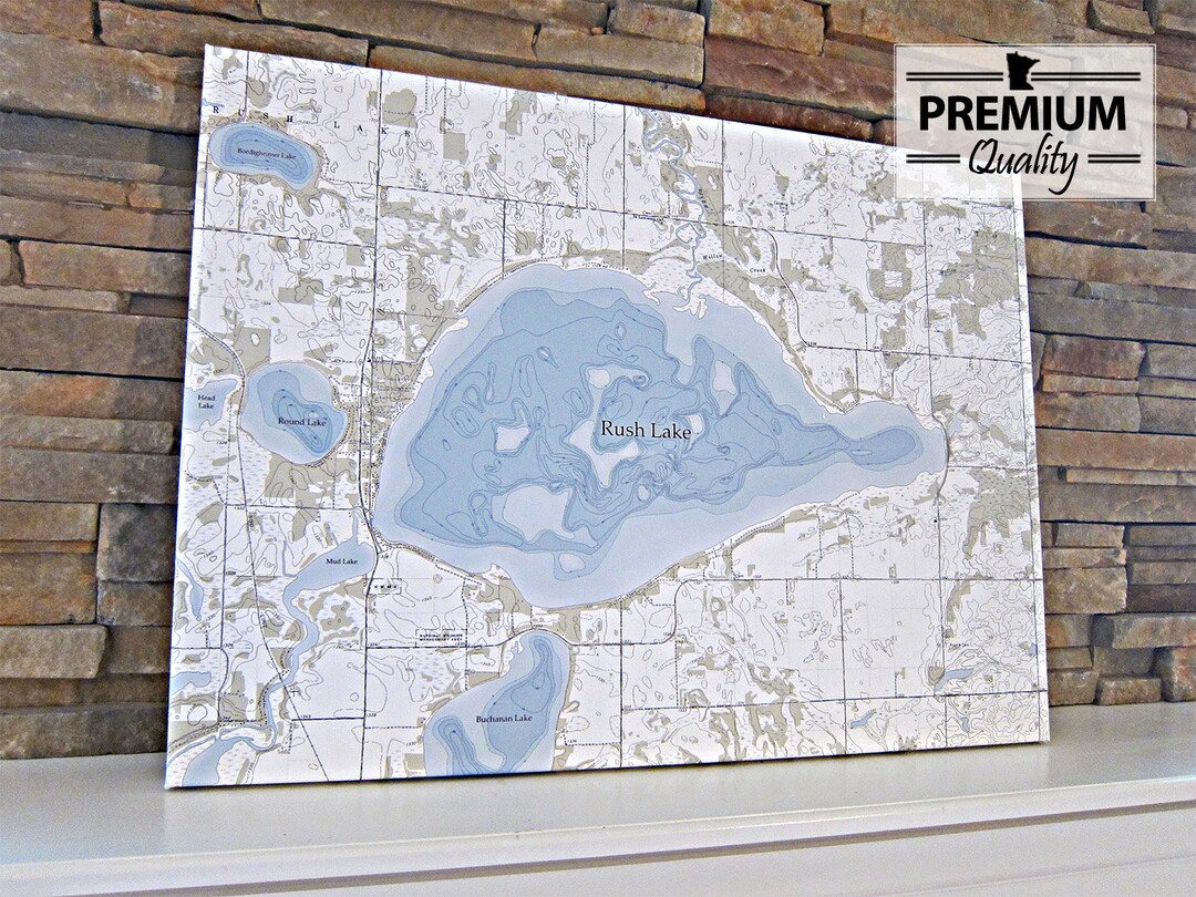 Rush Lake - Canvas Lake Map (premium Quality) - Etsy
