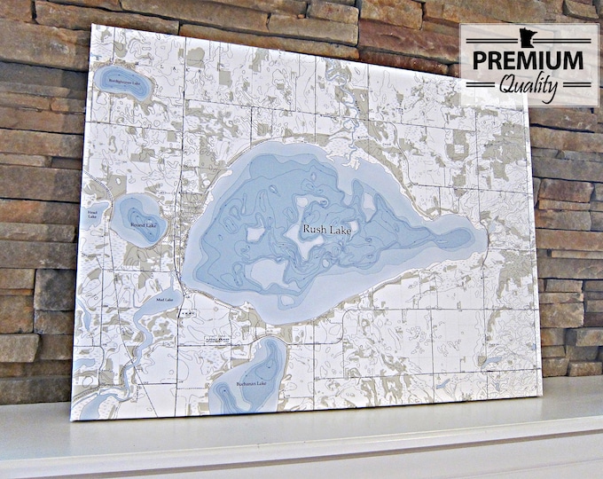 Rush Lake - Canvas Lake Map (premium Quality) - Etsy
