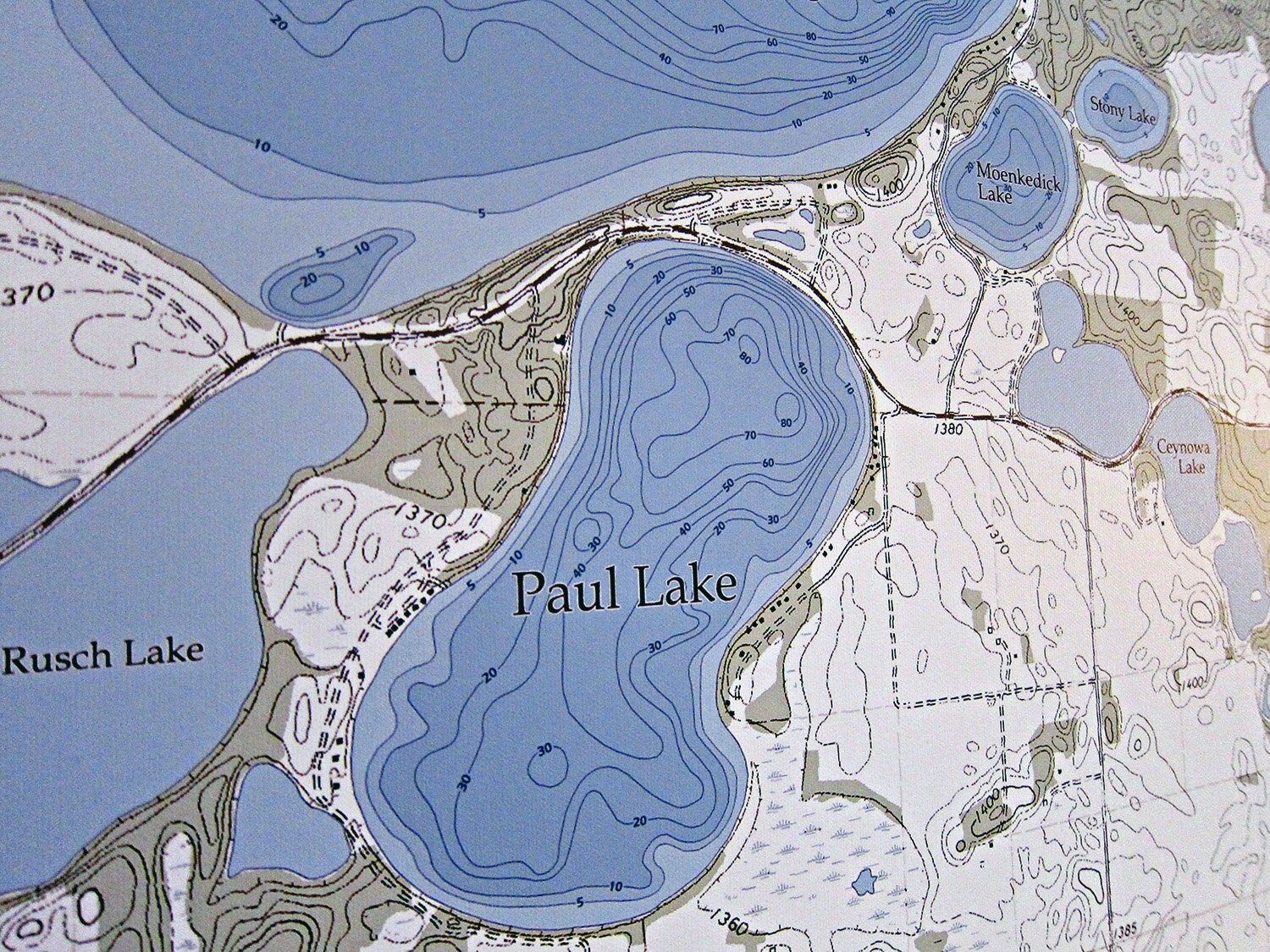 Little Mcdonald / Paul Lake - Canvas Lake Map - Etsy