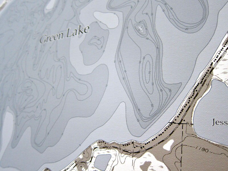 Green Lake Canvas Lake Map premium Quality - Etsy