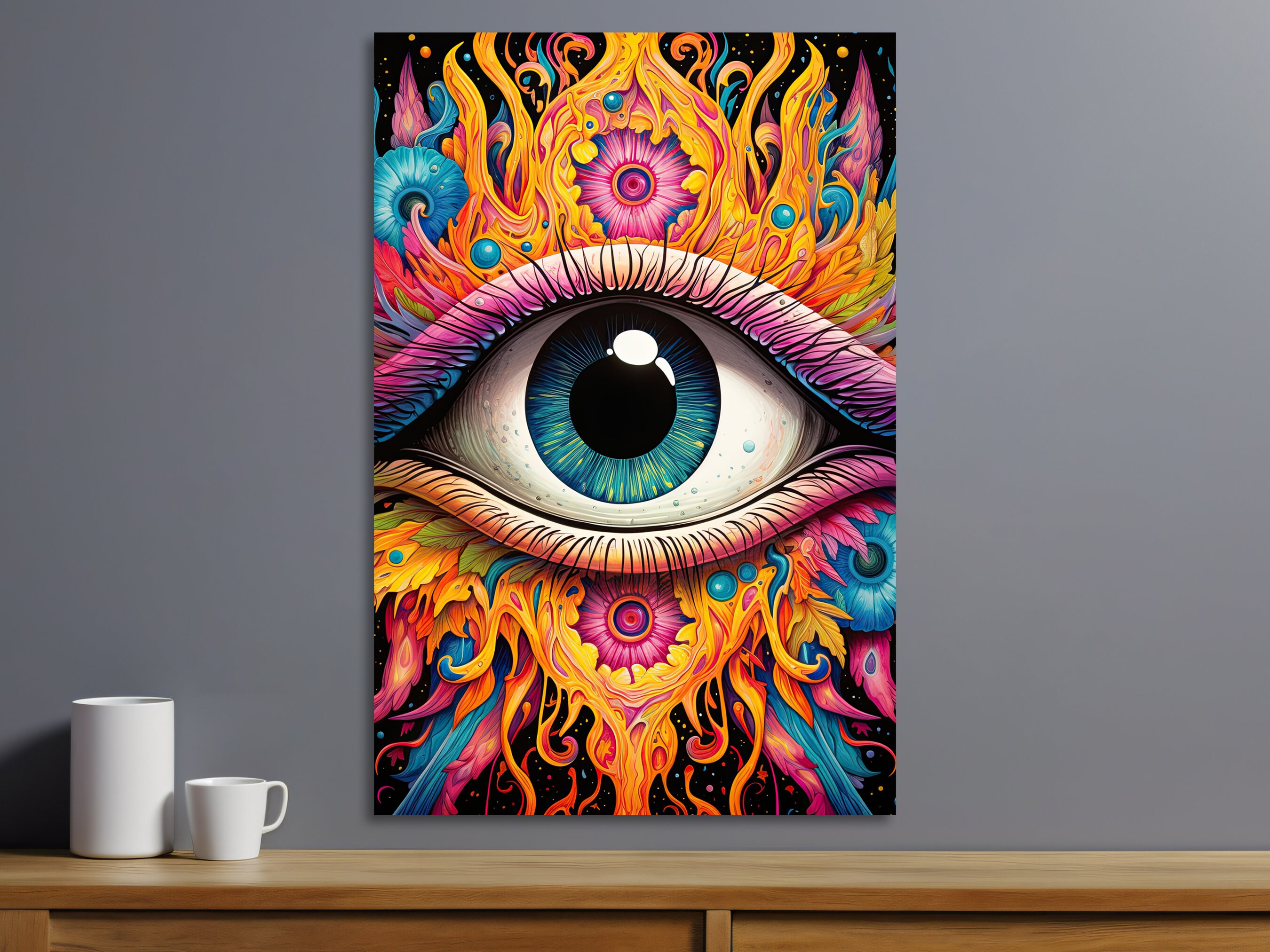Psychedelic Eye Art Hypnotic Digital AI Art Print 300dpi - Etsy