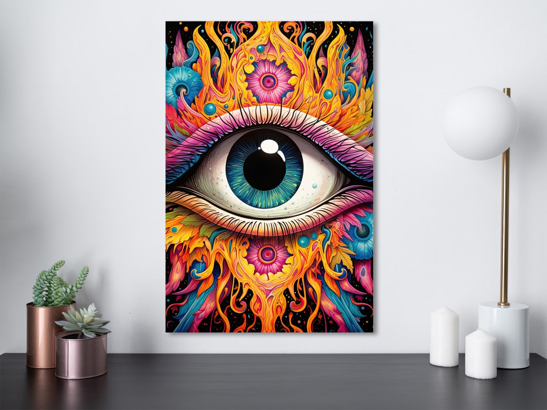 Psychedelic Eye Art Hypnotic Digital AI Art Print 300dpi - Etsy