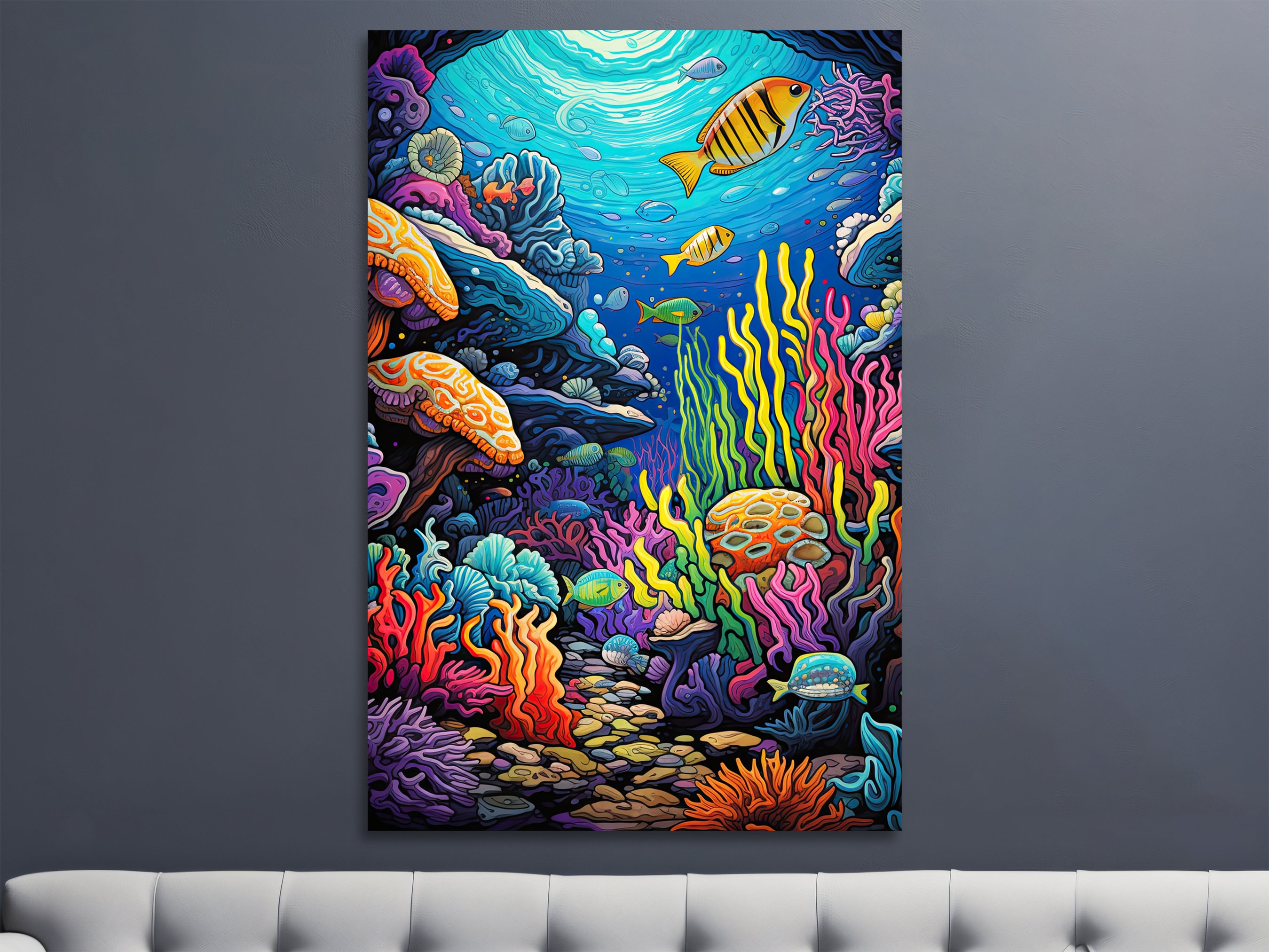 Psychedelic Ocean Art Poster Bursting Undersea World - Etsy