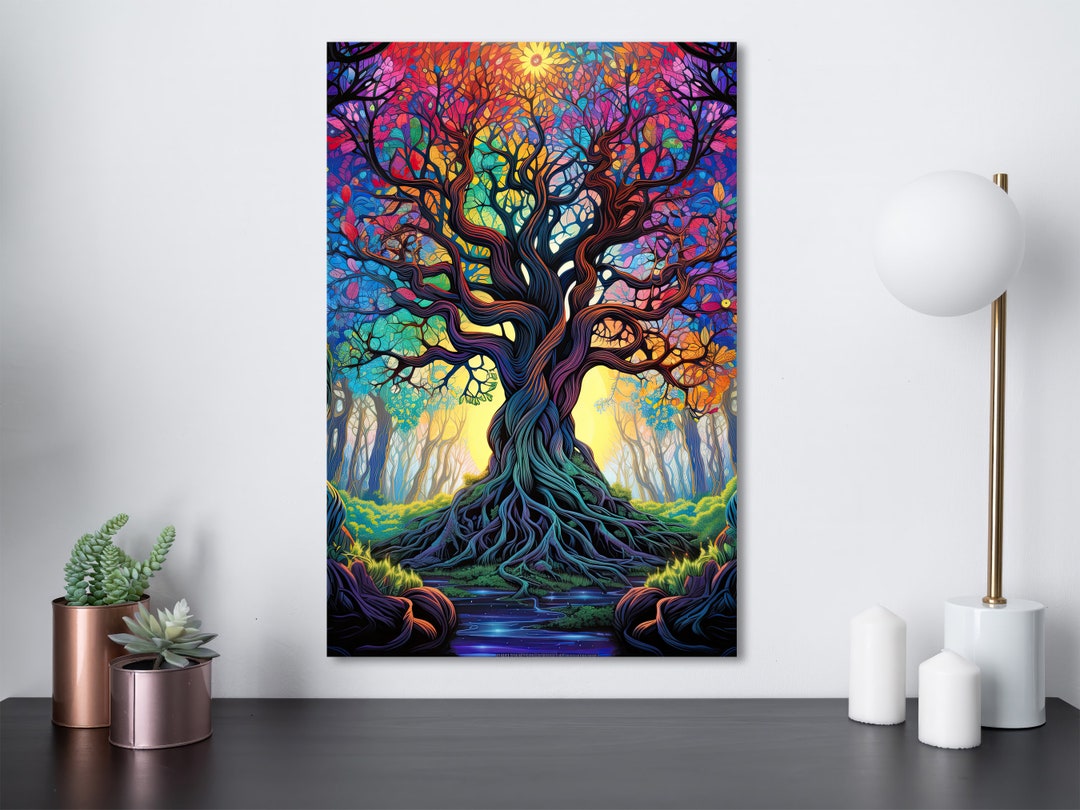 Psychedelic Tree Art Showcase | AI Digital Download | 24x36in 300dpi ...