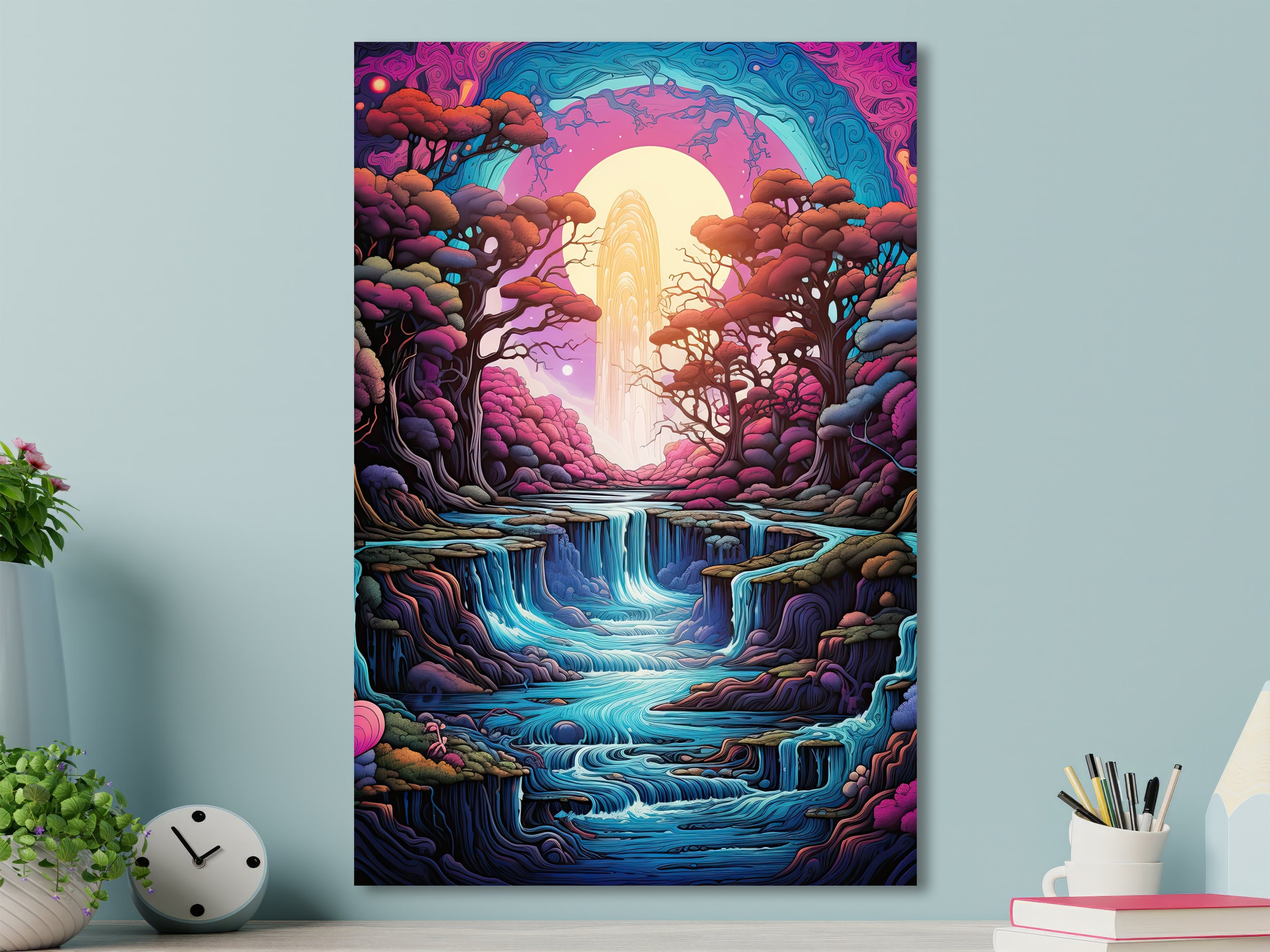 Digital Rainbow Waterfall Poster Collection | Psychedelic Art Featuring ...