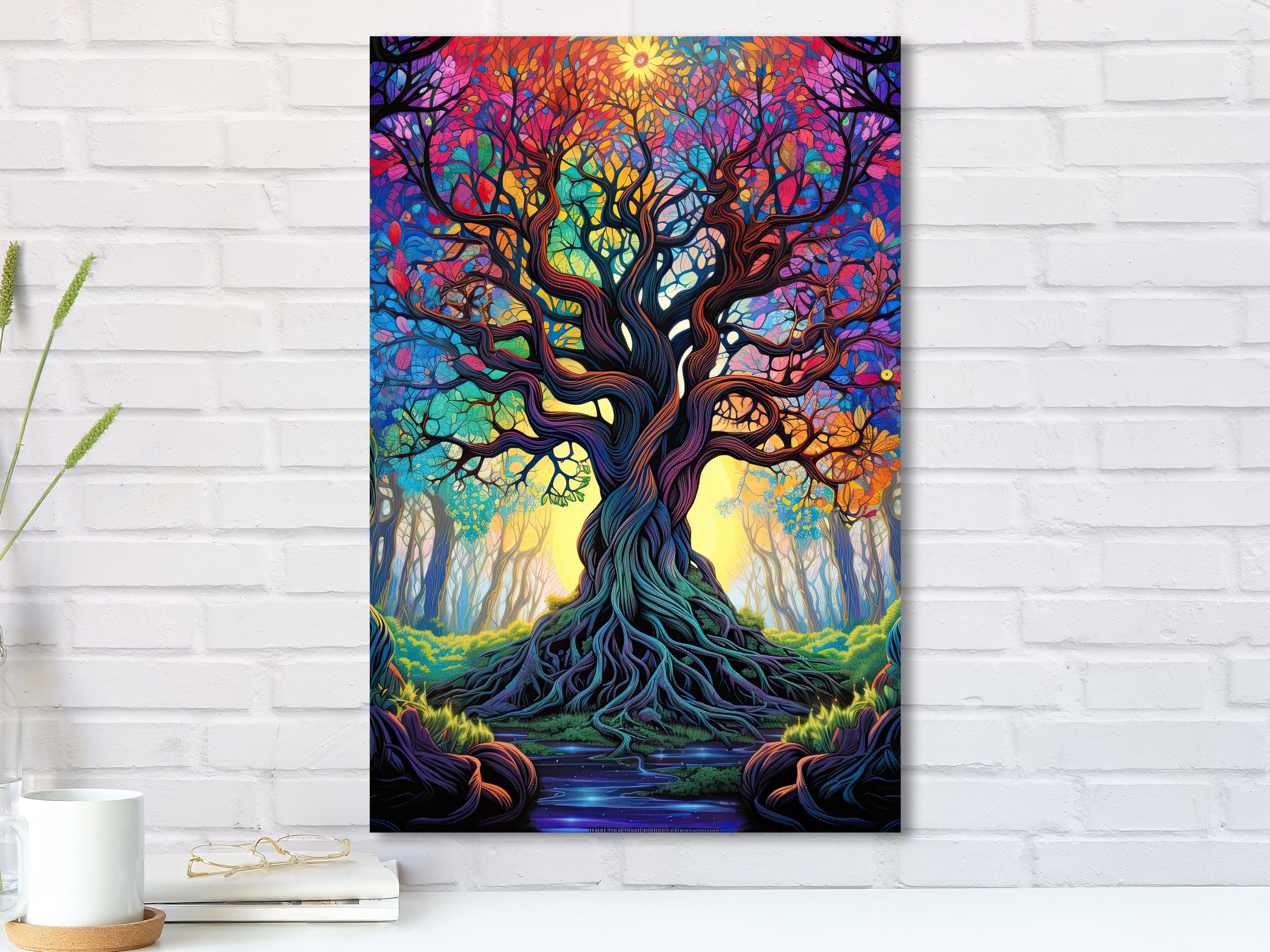 Psychedelic Tree Art Showcase | AI Digital Download | 24x36in 300dpi ...