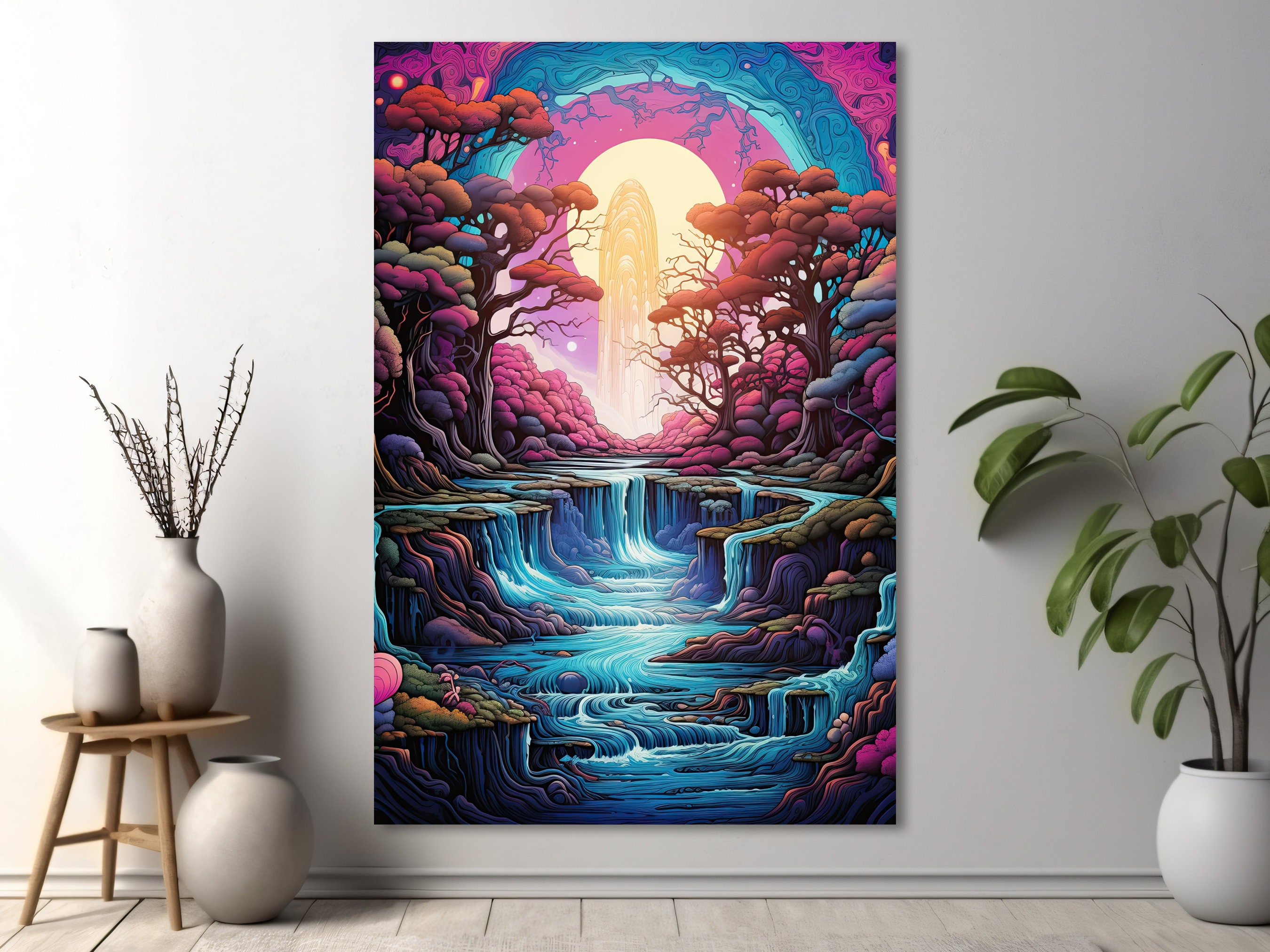 Digital Rainbow Waterfall Poster Collection | Psychedelic Art Featuring ...