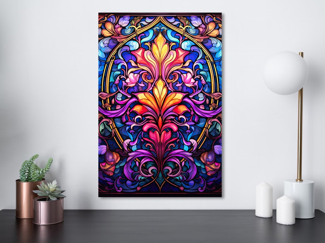 Psychedelic Stained Glass Art Digital AI Art Print Trippy Light ...