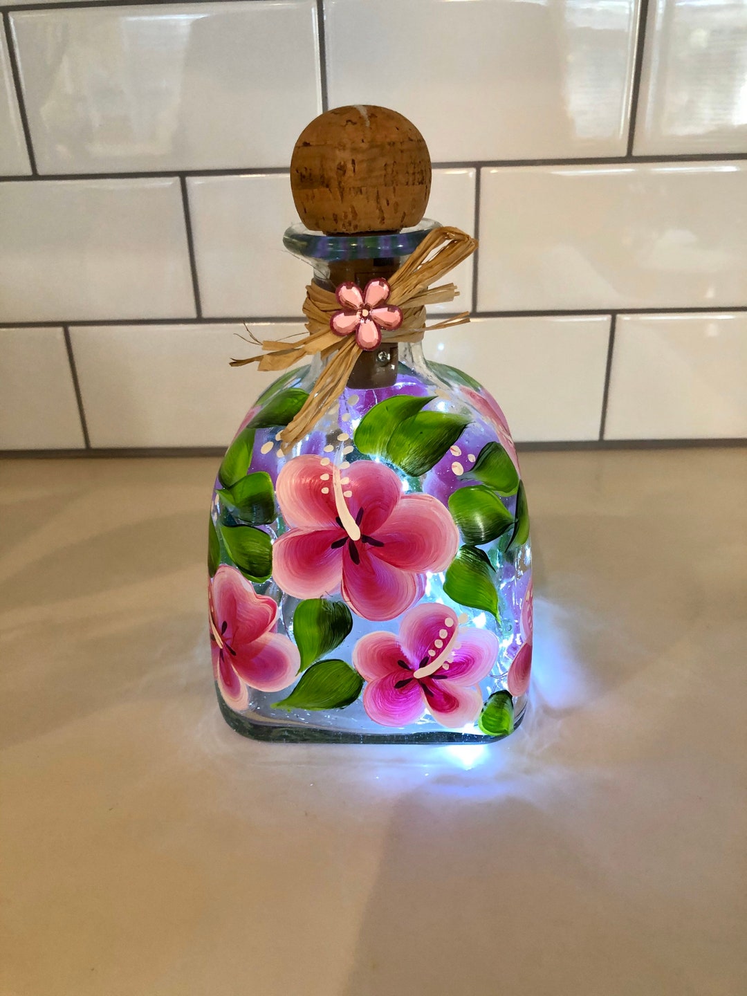 Tropical Hibiscus Flower Accent Patron Bottle Light - Etsy