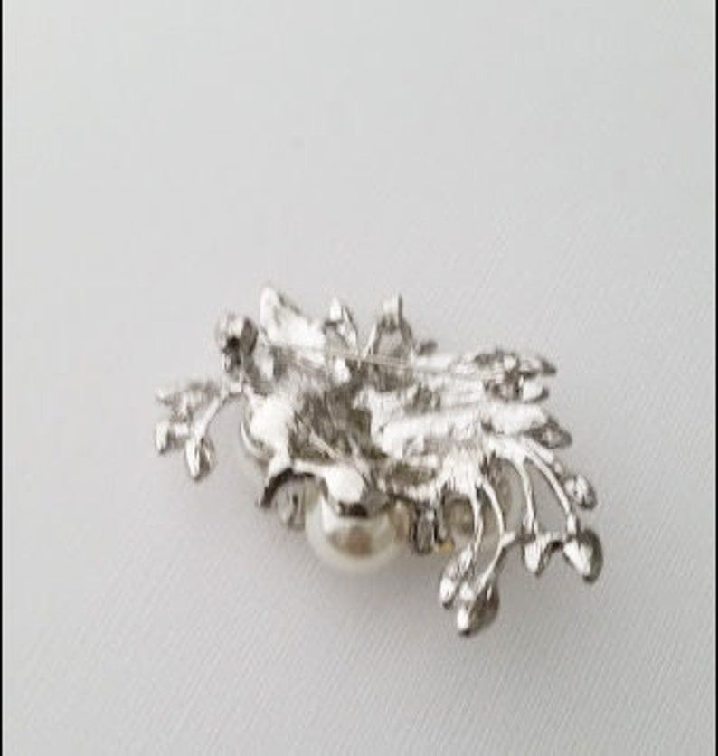 Large Pearl Brooch Pin With Crystal Leaves, Lead Nickel Free ...