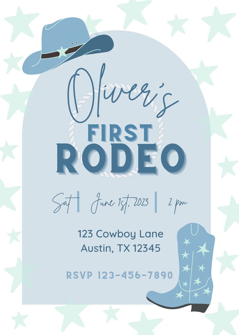Western Rodeo Boy Birthday Invitation Party Invite - Etsy