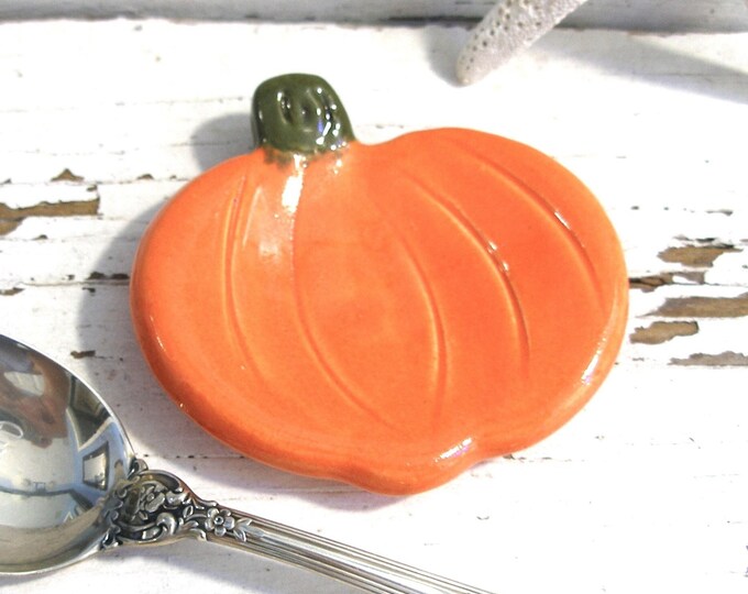 Pumpkin Spoon Rest Ring Dish Thanksgiving Autumn Pottery - Etsy