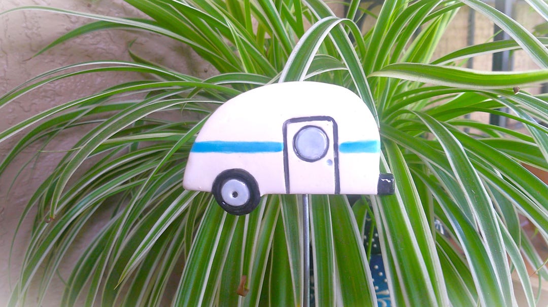 Camper Plant Poke Trailer Handmade Pottery Gift - Etsy