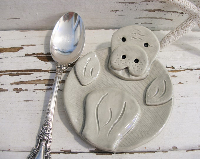 Manatee Spoon Rest Handmade Ceramic Spoonrest Gray Sea Cow - Etsy