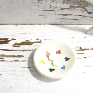 Small Ring Dish Rainbow Heart Jewelry Holder Bridal Pill Dish Ready to ...