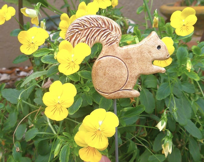 Brown Squirrel Plant Poke Garden Marker Handmade Pottery Gift - Etsy