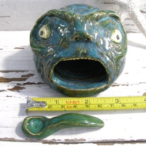 Monster Head Bowl Salt Cellar Funny Alien Face Handmade Pottery - Etsy
