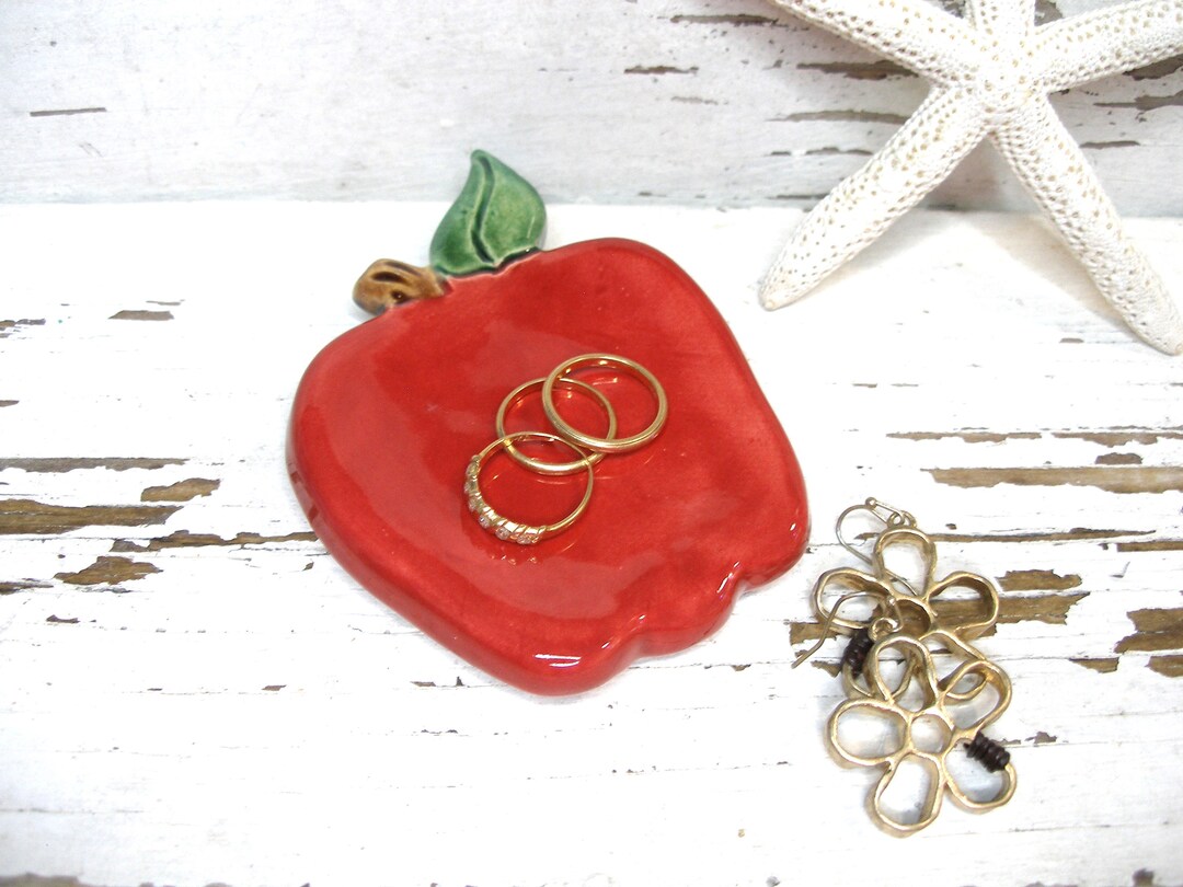 Apple Spoonrest Ring Dish Red Spoon Rest Handmade Gift - Etsy