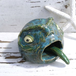 Monster Head Bowl Salt Cellar Funny Alien Face Handmade Pottery - Etsy
