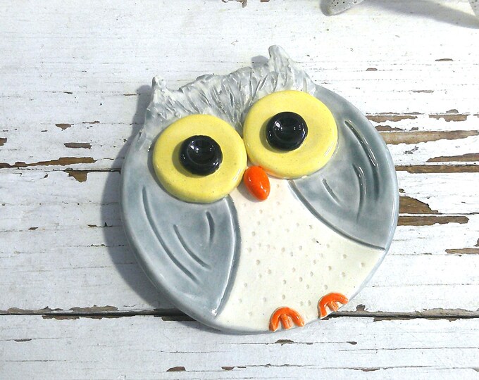 Owl Spoon Rest Handmade Grey Bird Dish Pottery Gift - Etsy