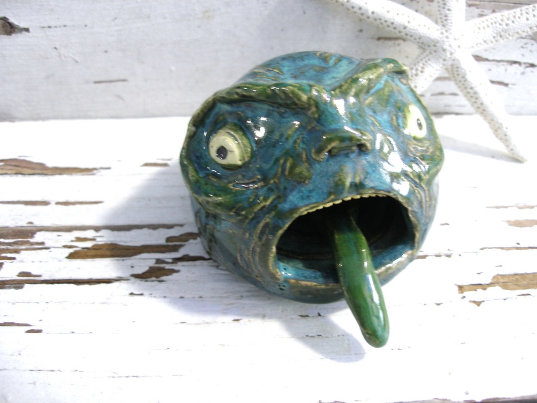 Monster Head Bowl Salt Cellar Funny Alien Face Handmade Pottery - Etsy
