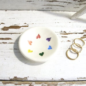 Small Ring Dish Rainbow Heart Jewelry Holder Bridal Pill Dish Ready to ...