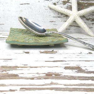 Square Spoon Rest Ring Dish Handmade Jewelry Plate OOAK - Etsy