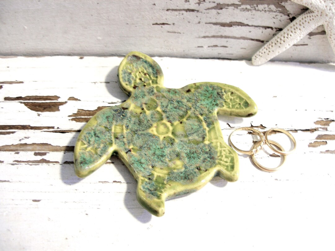 Turtle Ring Dish Turtle Spoon Rest Green Jewelry Dish Handmade Pill ...
