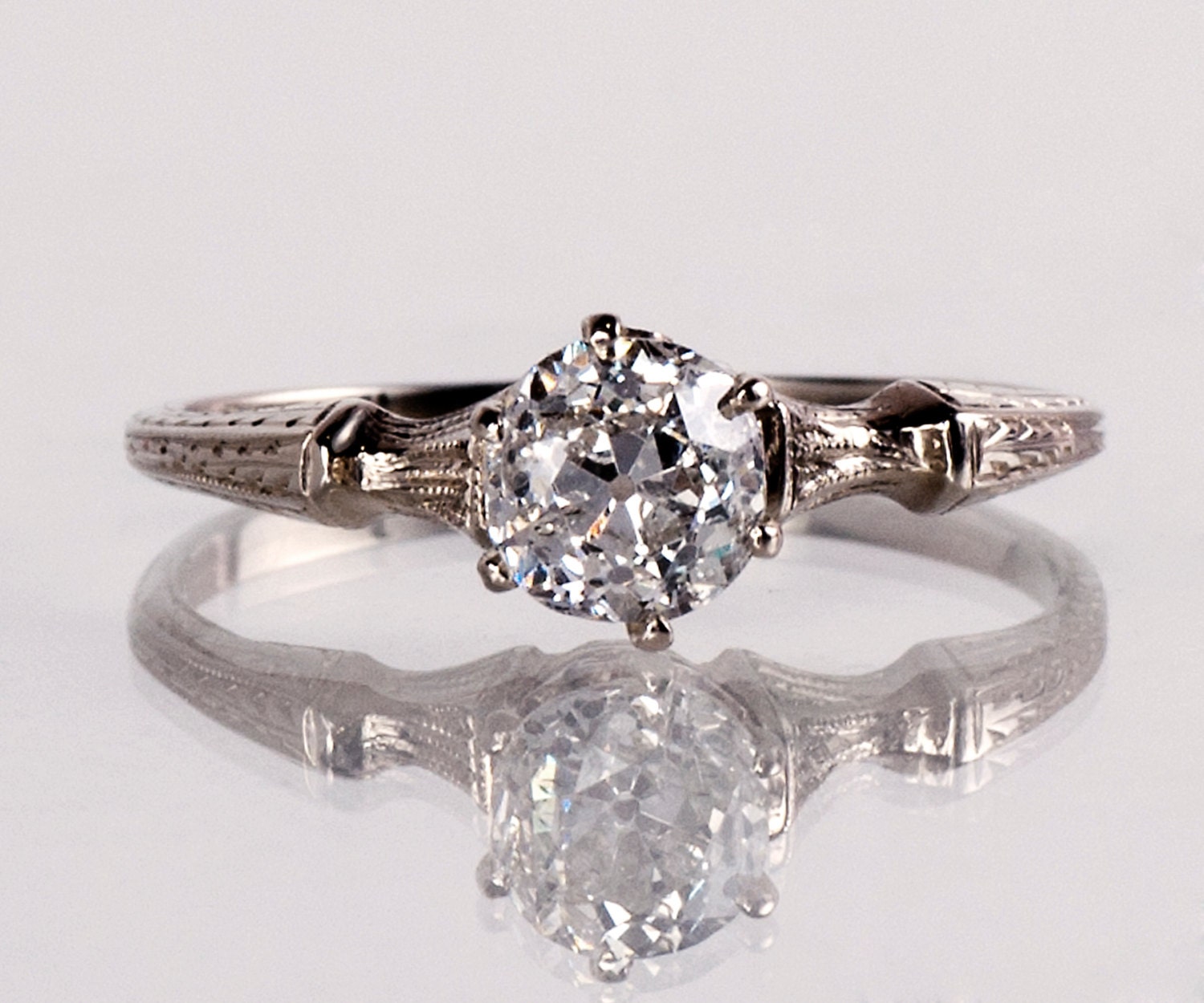 Antique Engagement Ring - Antique Edwardian 14K White Gold Diamond ...